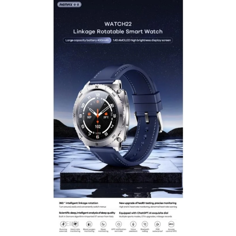 REMAX - Watch 22 Linkage Turning Circle Smart Watch - Silver | uab ...