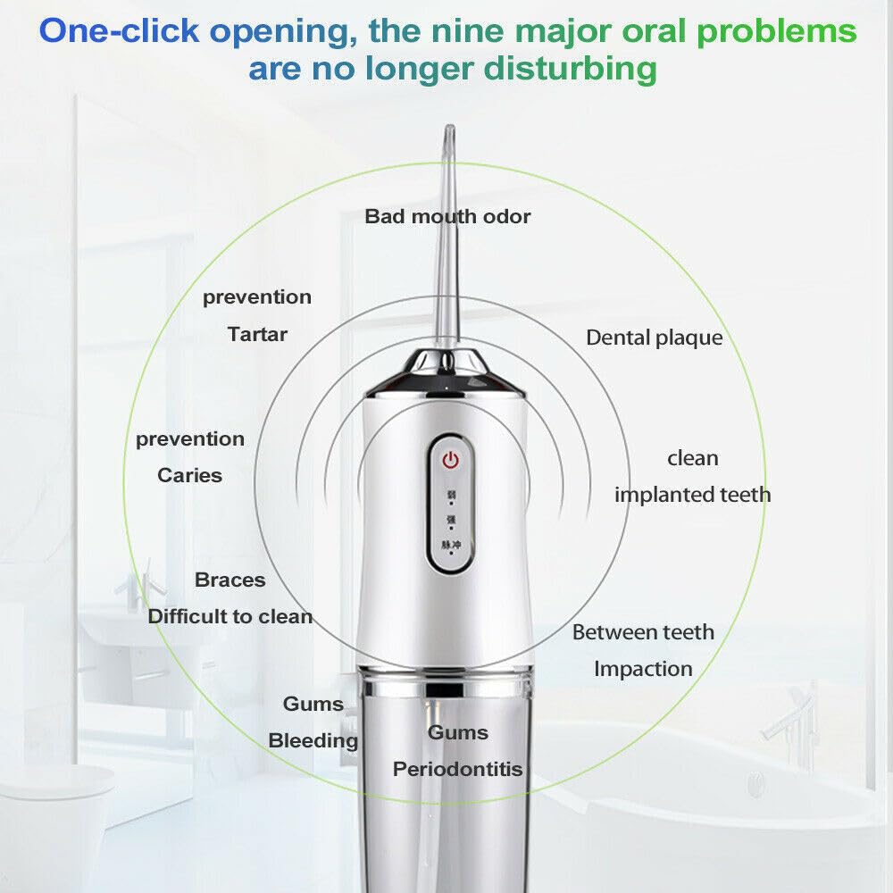 Water Flosser Cordless Teeth Cleaner 3 Modes Dental Flossers with 4 ...
