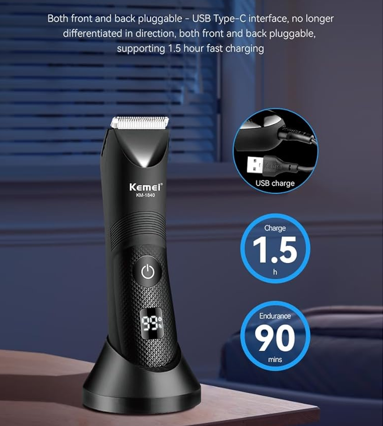 Kemei KM-1840 Electric Body Clipper Pubic Hair Trimmer For Men Private ...