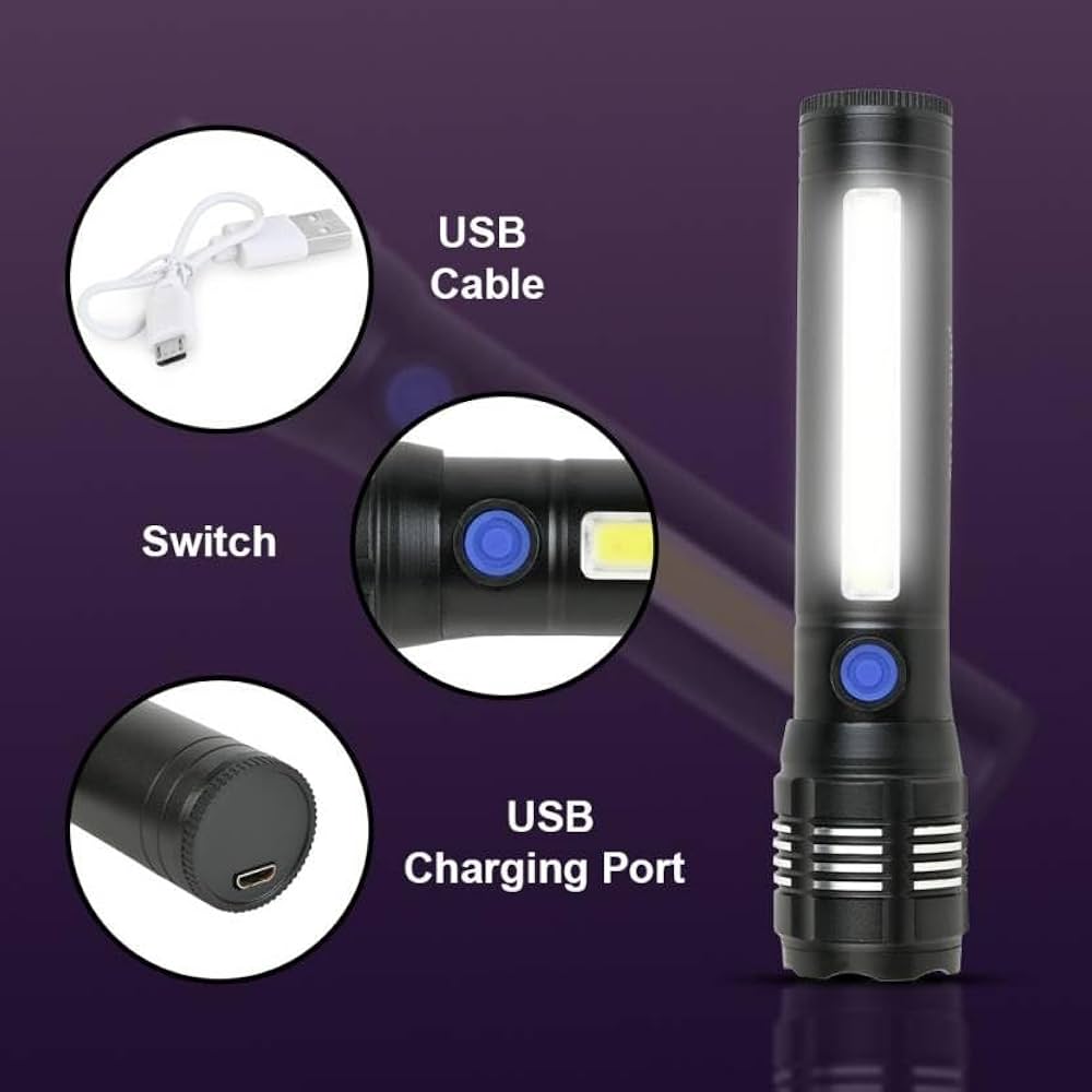 Care 4 LED+COB Rechargeable Emergency long range torch light | uab ...