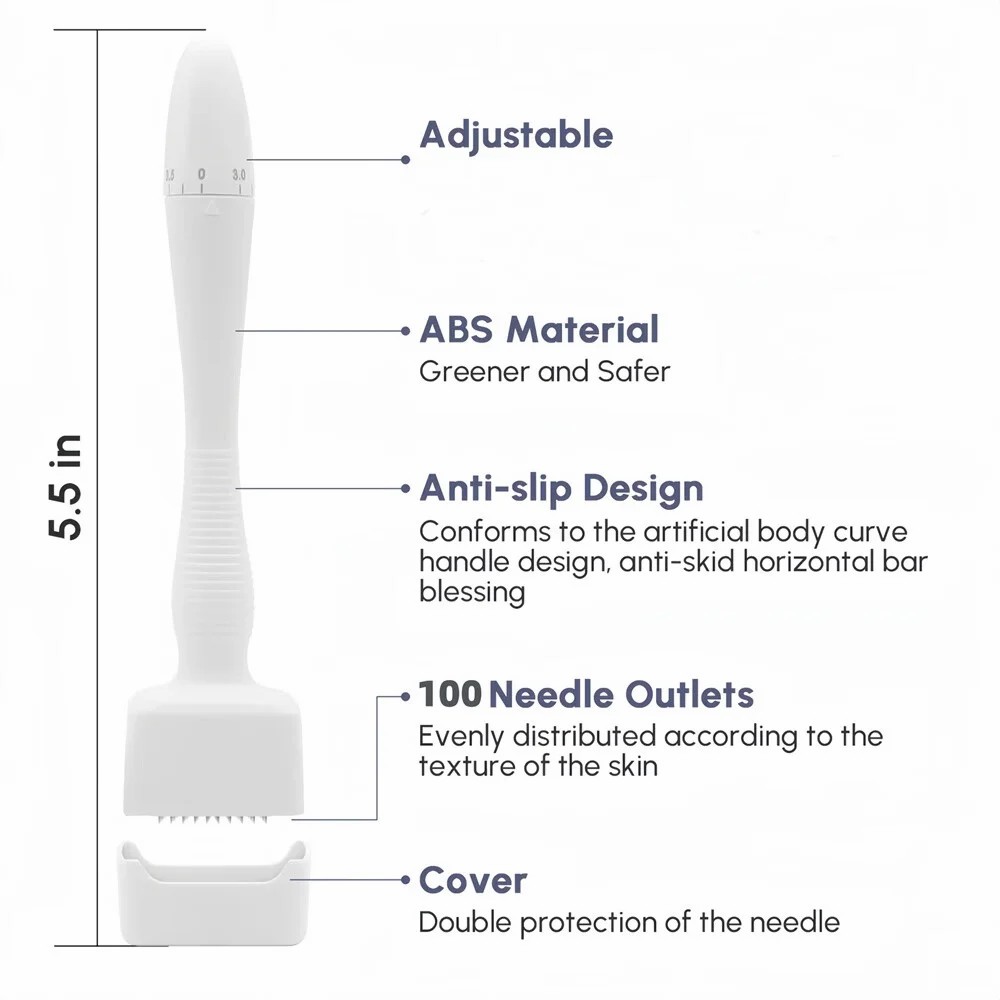 Adjustable 100 Microneedling Facial Stamp, Derma Microneedle Pen for ...