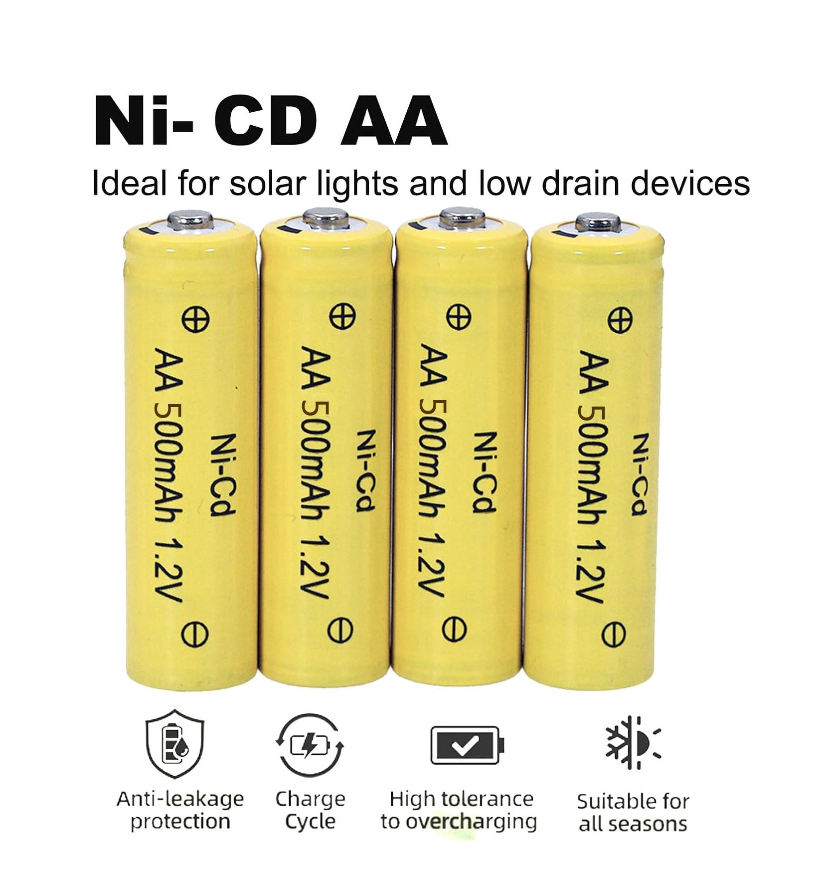 1.2V AA 500mAh Nickel Cadmium Rechargable Batteries | uab marketplace