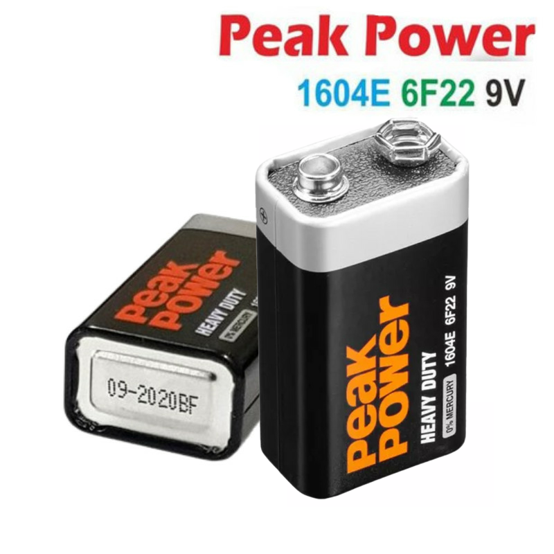 Peak power Battery, Heavy Duty, 9 volts 1604E, 6F22, 250mah, 0% Mercury ...