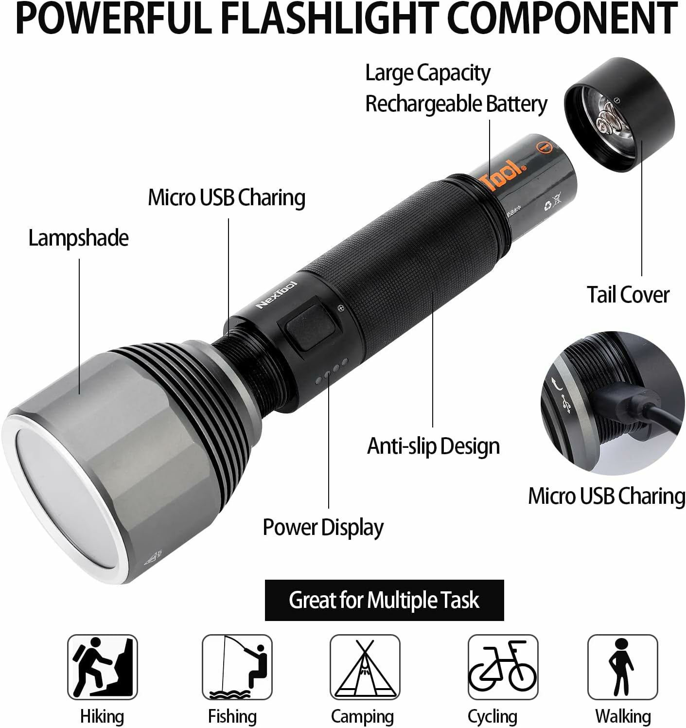Xiaomi Roll over image to zoom in NEXTOOL Rechargeablea Led Flashlight ...