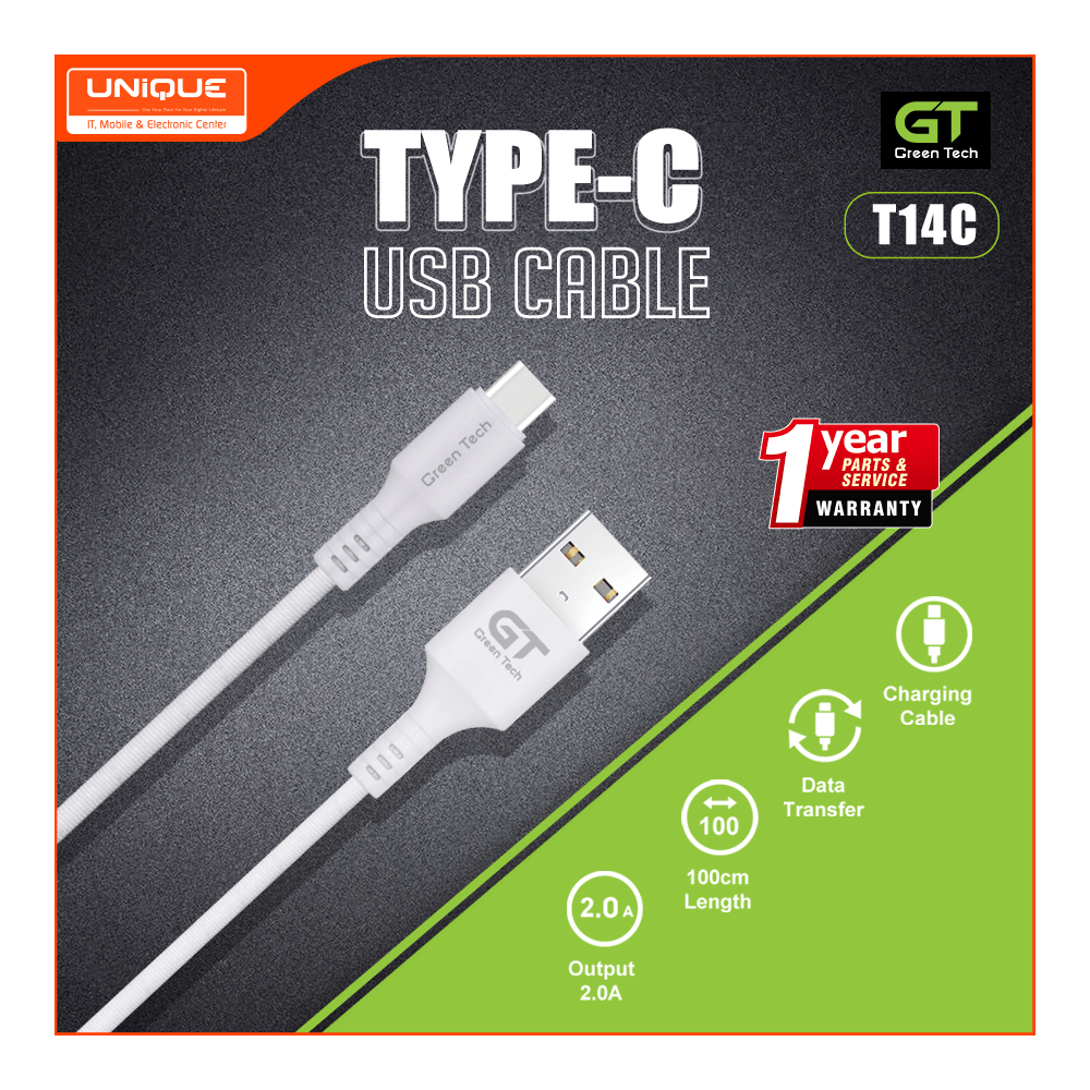 Green Tech GTC-T14C Type-C Cable (White) | uab marketplace