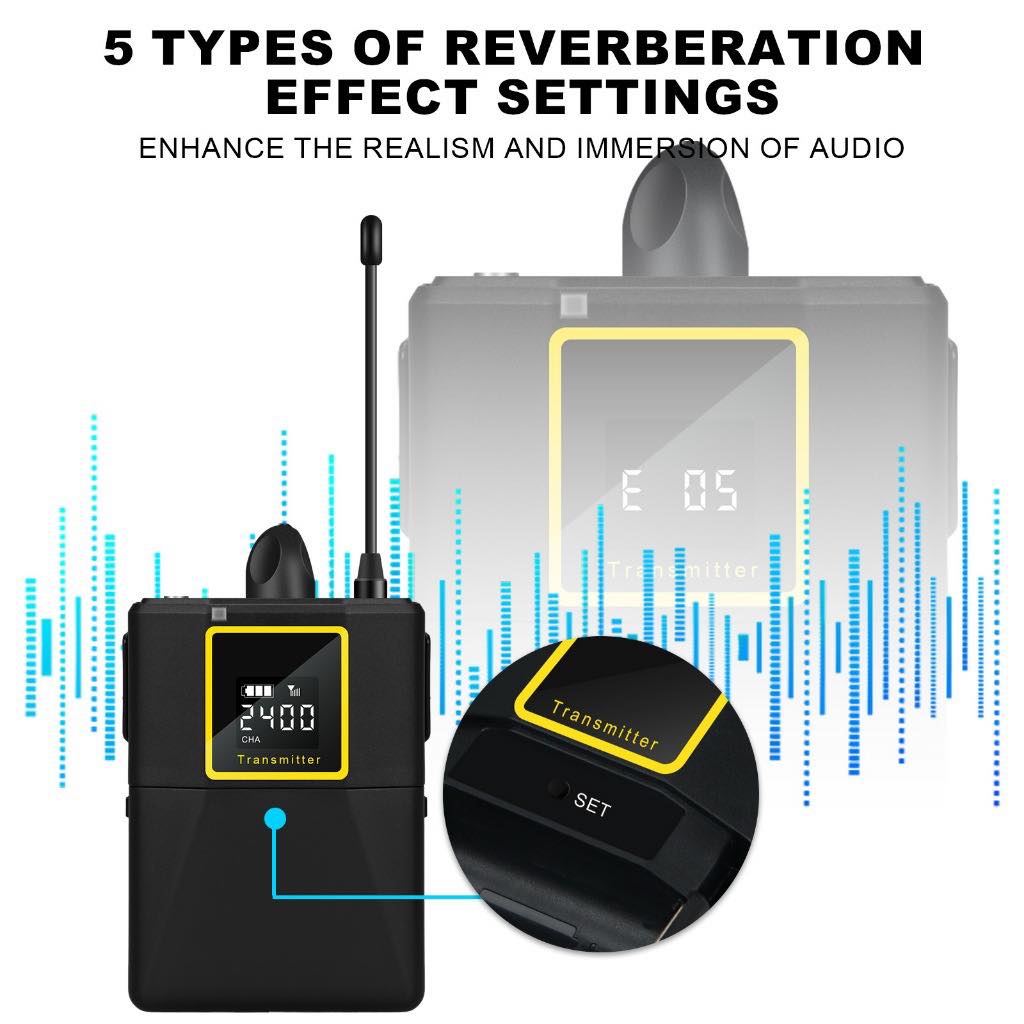 Wireless Microphone Professional Headset Mic Rechargeable Receiver ...