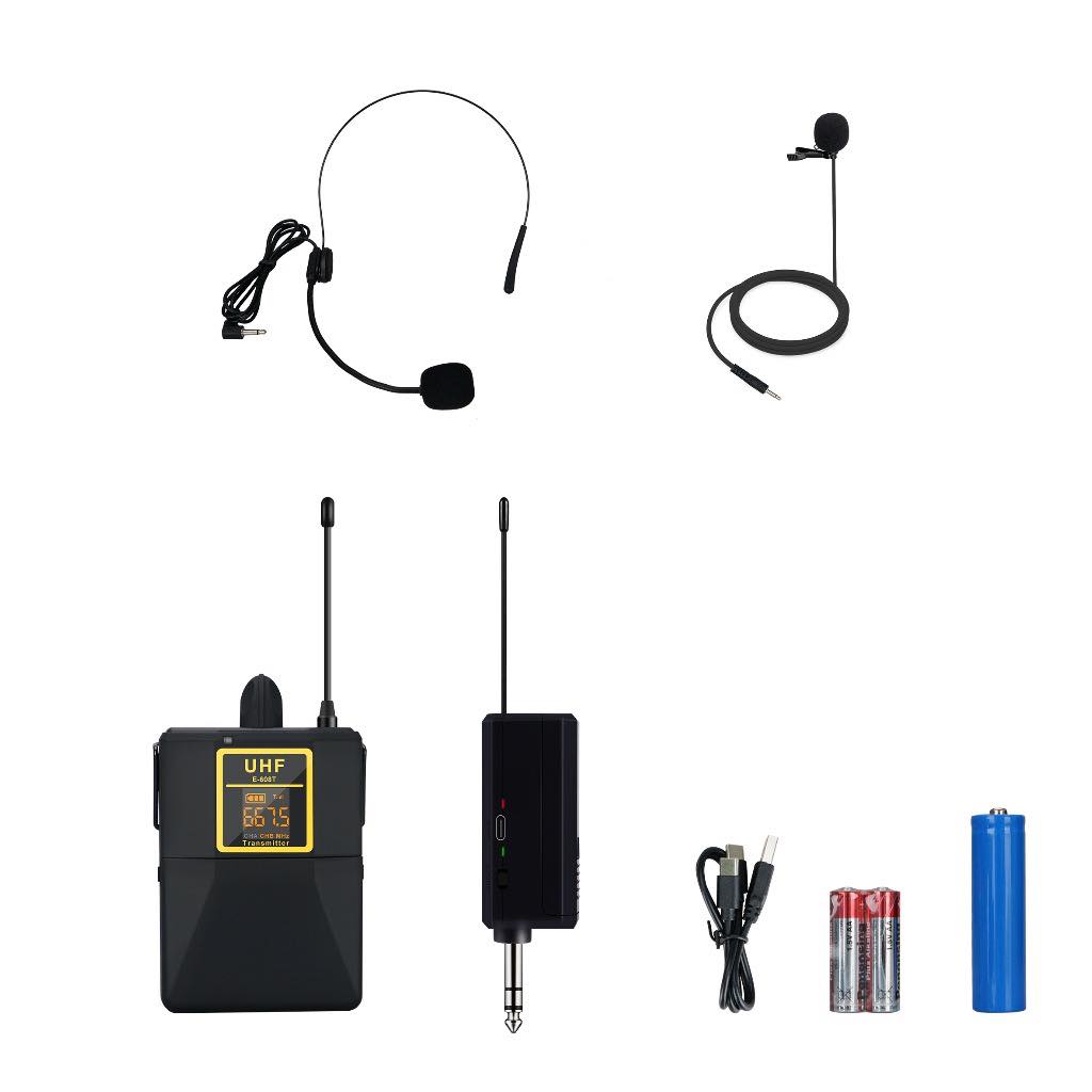 Wireless Microphone Professional Headset Mic Rechargeable Receiver ...