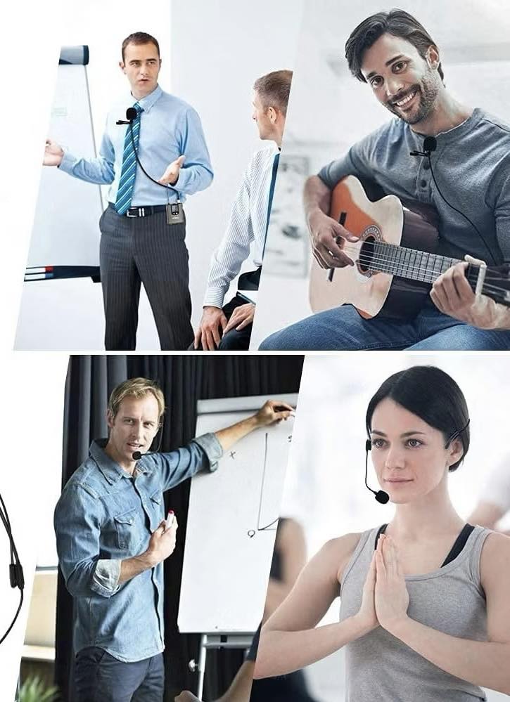 Wireless Microphone Professional Headset Mic Rechargeable Receiver ...